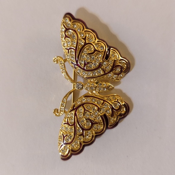 Napier | Jewelry | Napier Gold Tone And Rhinestone Butterfly Brooch Pin ...